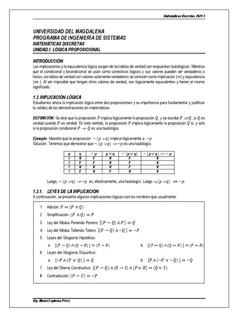 Guia 2 ImplicaciÓn Y Equivalencia LÓgica Pdf Proposición Puerta Lógica