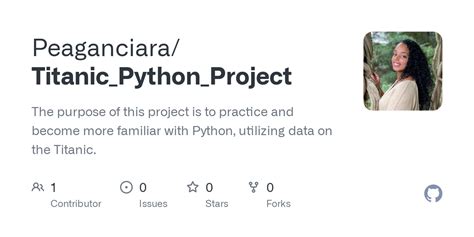 GitHub Peaganciara Titanic Python Project The Purpose Of This Project Is To Practice And