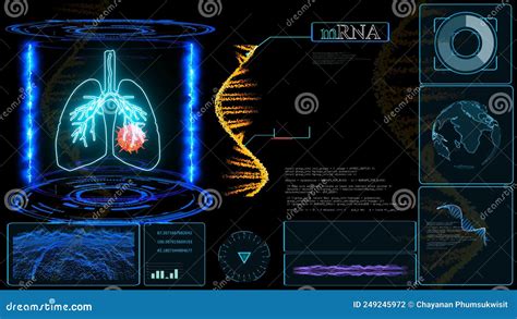 Mrna Model To Cure On Computer Digital Laboratory Laser Blue Ring