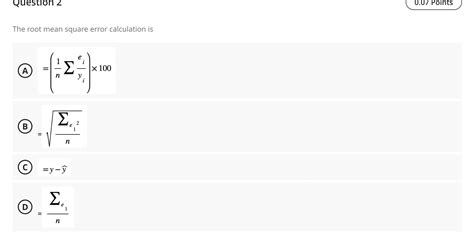 [solved] The Root Mean Square Error Calculation Is A