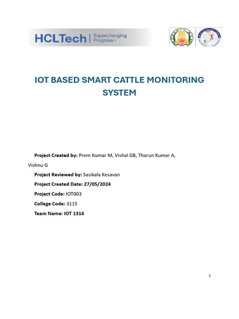 Iot Based Smart Cattle Monitoring Project Pdf Usability Internet Of Things