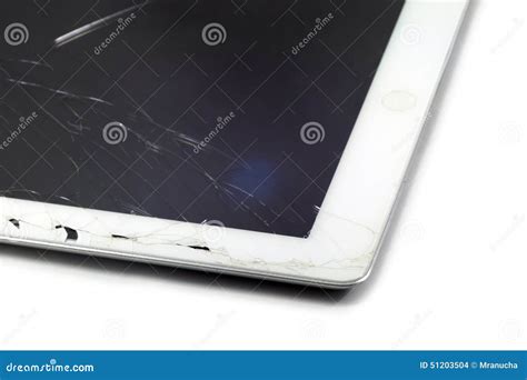 A Broken Tablet With A Swollen Battery And A Dirty Screen Stock Image