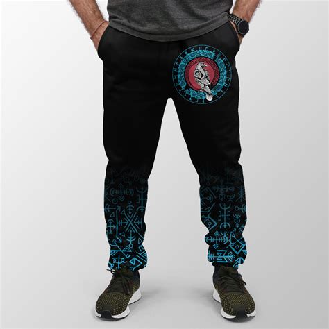 Viking Style Jogger Womens Mens Raven Celtic Cyan Tattoo A31