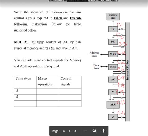solved control unit write the sequence of micro operations