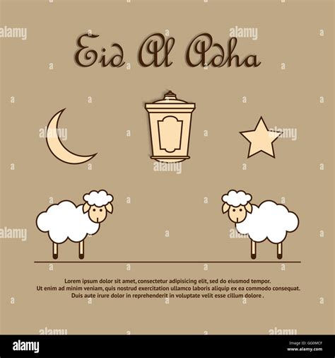 Greeting Card Template For Eid Ul Adha With Sheep Stock Vector Image