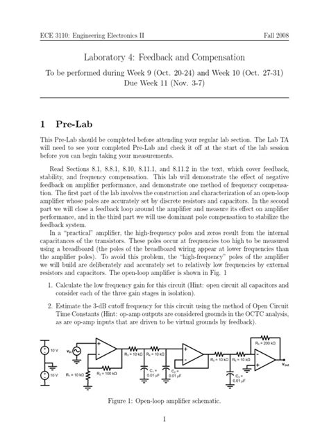 Laboratory 4 Feedback And Compensation Pdf Operational Amplifier