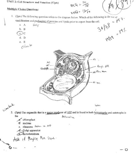Unit AP Bio Test UNIT Cell Structure And Function Pts