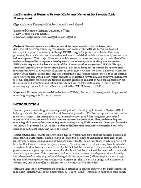 Bpmn Risk Pdf Threat Computer Vulnerability Computing