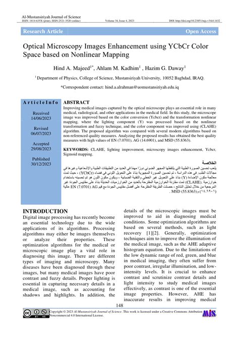 Pdf Optical Microscopy Images Enhancement Using Ycbcr Color Space Based On Nonlinear Mapping