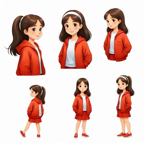 Premium Vector Girl Doing Vector Set White Background Isolated