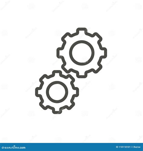 Gear Icon Vector Outline Progress Line Gear Symbol Stock Vector