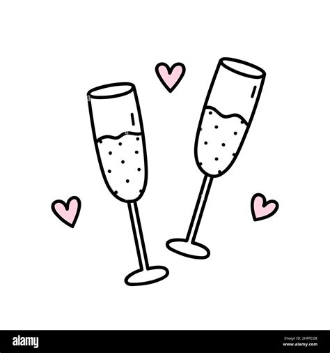 Two Glasses With Champagne Isolated On White Background Celebration