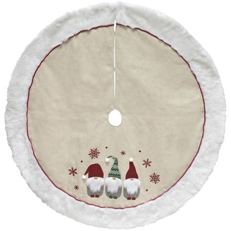 New Traditions 48 Gnome Round Faux Linen Tree Skirt Home Hardware