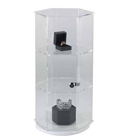 Clear Acrylic Lockable Rotating Display Case