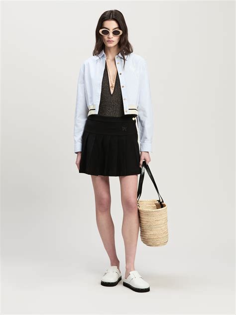 Monogram Pleated Skirt In Black Palm Angels® Official