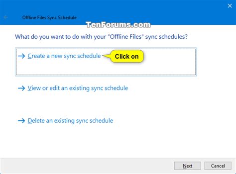 Create New Offline Files Sync Schedule In Windows Tutorials
