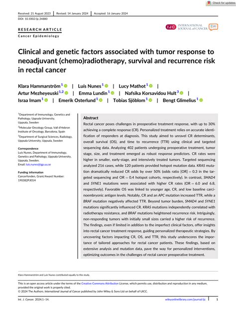 PDF Clinical And Genetic Factors Associated With Tumor Response To