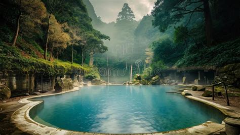 Ai Generated Onsen Traditional Japanese Hot Prings Outdoor Landscape