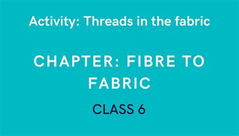 Threads In The Fabric In Fibre To Fabric Class Science Experiment