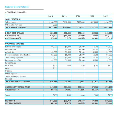 Income Statement Excel Template