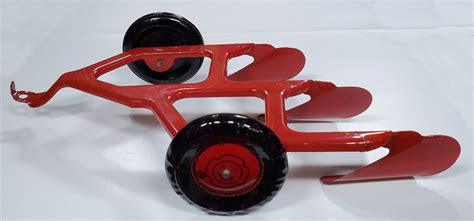 1940s Marx Tin Litho Wind Up Farm Tractor Sickle Mower Bottom Plow