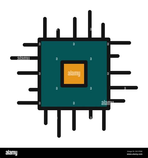 Cpu Chip Line Icon Isolated On White Background Black Flat Thin Icon On Modern Outline Style