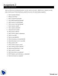 Basic Computer Fundamentals Computer Fundamentals Assignment Docsity
