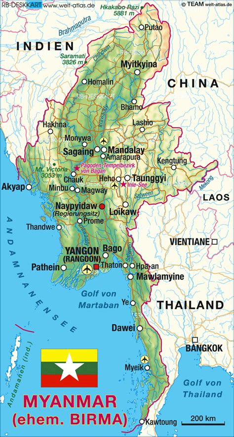 Karte Von Myanmar Birma Land Staat Welt Atlas De