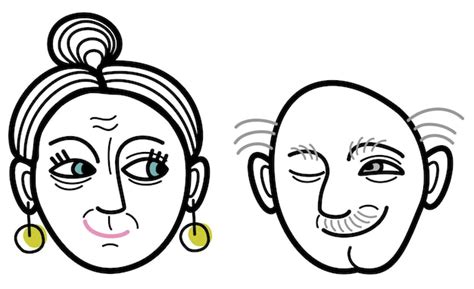 Vektorsüße Illustration Von älteren Frauen Und Männern Die Sich Mit