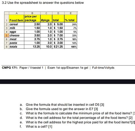 Solved 3 2 Use The Spreadsheet To Answer The Questions Chegg
