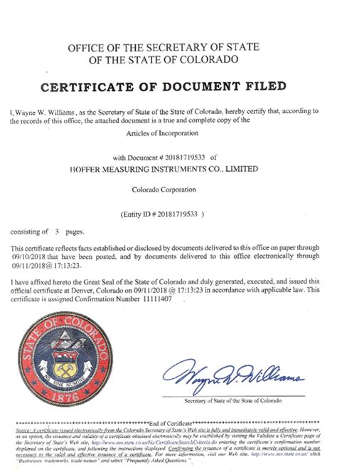 Qualification Hoffer Measuring Instruments Co Ltd
