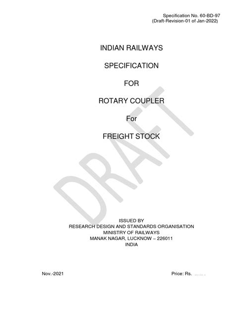 Draft Specification Coupler Pdf Rail Transport Rolling Stock