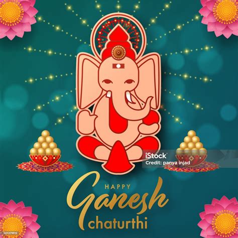 해피 가네쉬 차투르티 인사말 축제 벡터 일러스트 디자인 Ganesh Chaturthi에 대한 스톡 벡터 아트 및 기타 이미지
