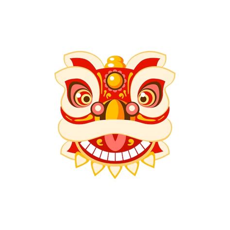 Premium Vector Chinese Lion Dance Head Lunar New Year Dragon Mask