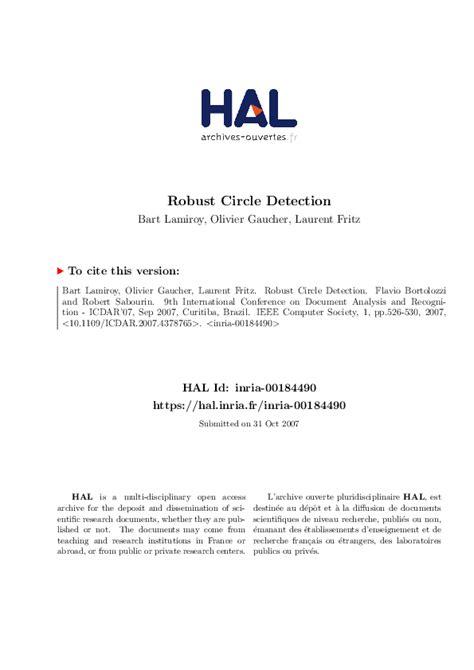 Pdf Robust Circle Detection Robust Circle Detection
