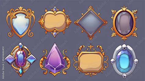 For A Rpg Game User Interface Fantasy Gold And Silver Frames In Medieval Style Modern Cartoon