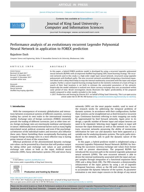 Pdf Performance Analysis Of An Evolutionary Recurrent Legendre
