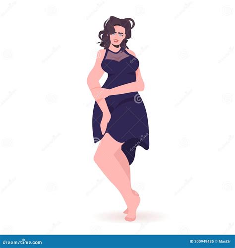 Beautiful Girl Woman In Dress Female Cartoon Character Standing Pose