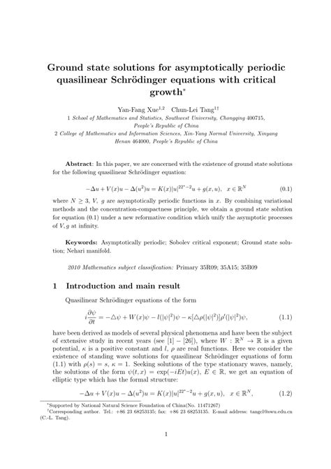 Pdf Ground State Solutions For Asymptotically Periodic Quasilinear Schrödinger Equations With
