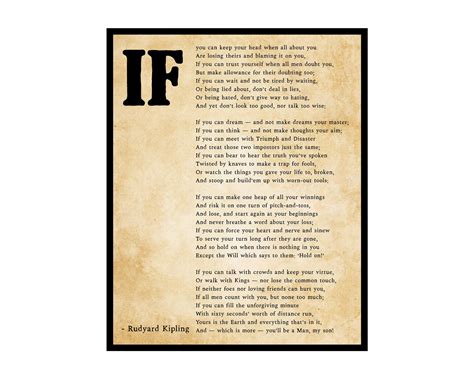 Rudyard Kipling Poster If Poem Print Motivational Quote Art