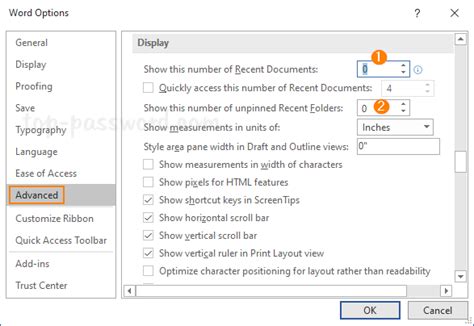 Delete Or Hide Recent Documents List In Microsoft Word