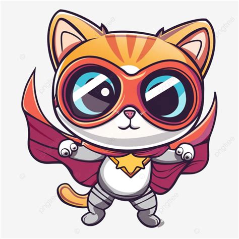 Cute Cat Superhero With Tshirt Design Premium Superhero Cat Cartoon