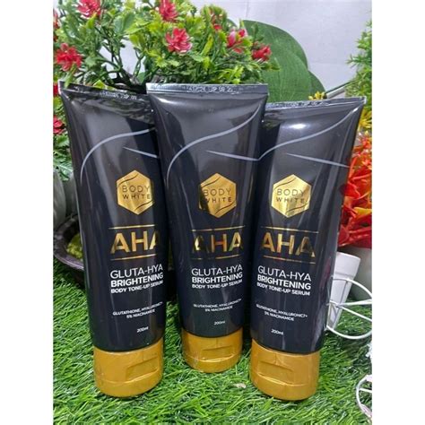 Jual BODY WHITE AHA GLUTA HYA BRIGHTENING BODY TONE UP SERUM Shopee