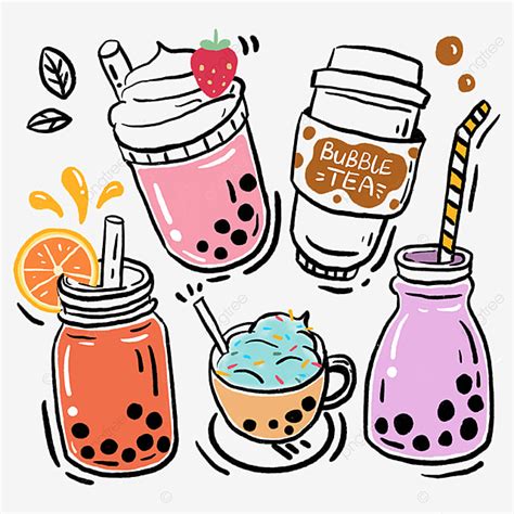 진주 우유 차 귀여운 일러스트 음료 컵 커피 진주 밀크 티 빨대 Png 일러스트 및 Psd 이미지 무료 다운로드 Pngtree