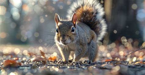 Curious Squirrel In Autumn Stock Illustration Illustration Of Outdoors