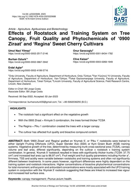 Pdf Effects Of Rootstock And Training System On Tree Canopy Fruit