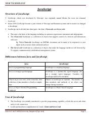 Unit Javascript Pdf Web Technology Javascript Overview Of