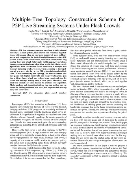 Pdf Multiple Tree Topology Construction Scheme For P2p Live Streaming