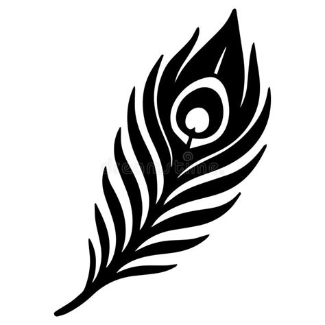 Stylized Black And White Peacock Feather Illustration Stock Vector
