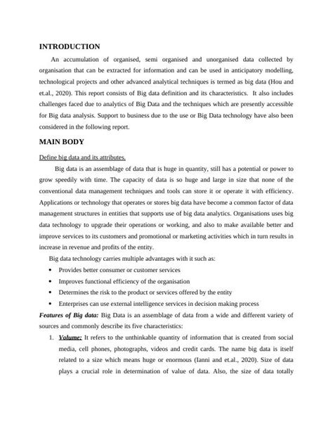Information Systems And Big Data Analysis A1 Big Data
